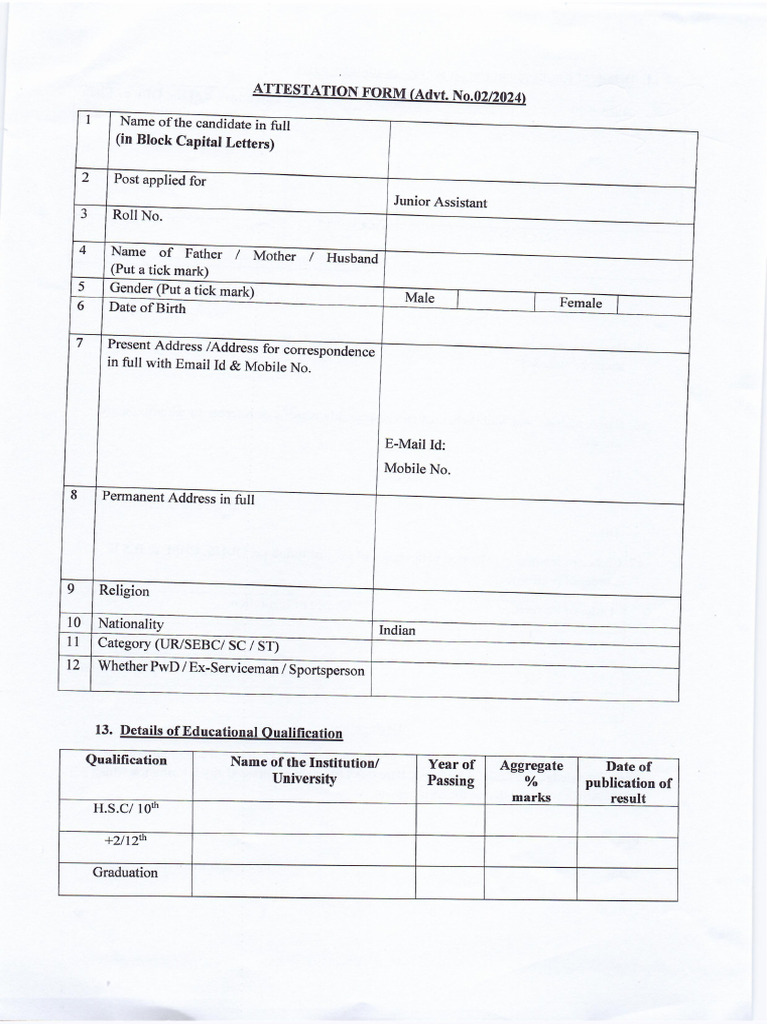 Attestation Form | PDF