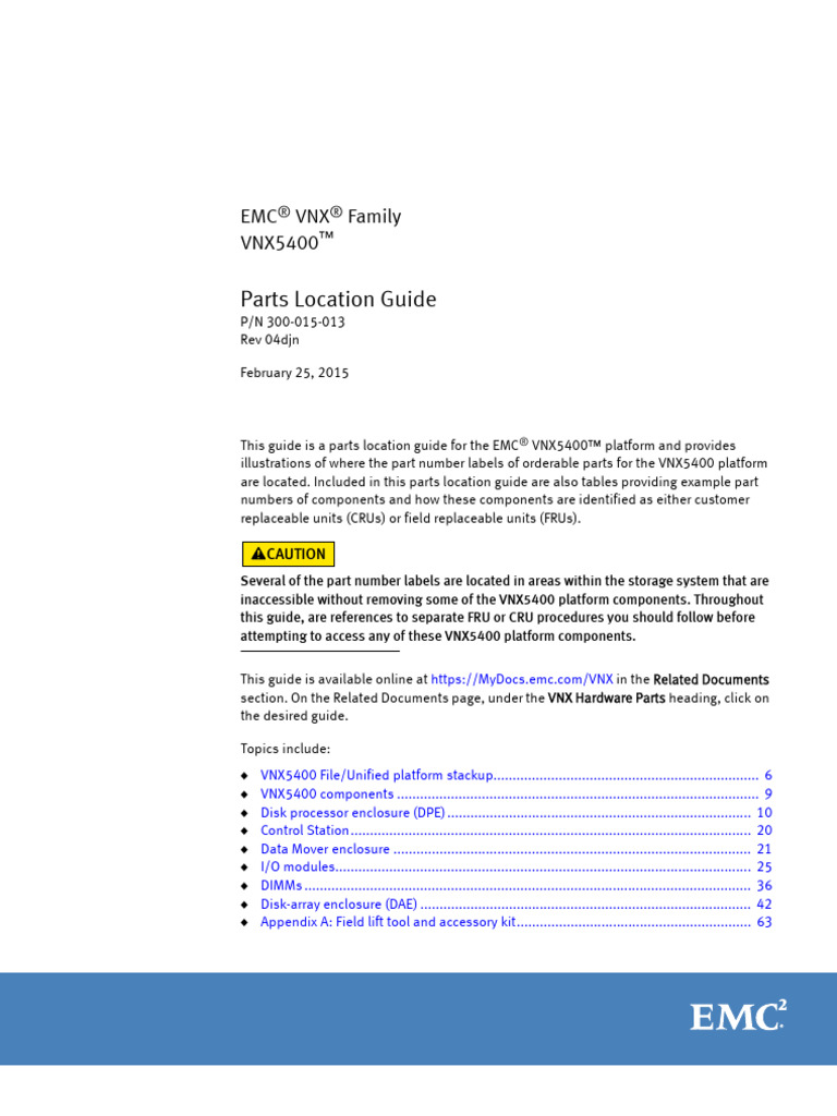 VNX5400 Parts Location Guide | PDF | Computer Hardware | Usb Flash Drive
