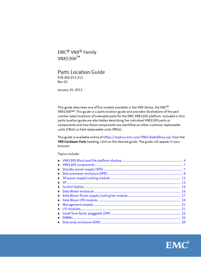 VNX5300 Parts Location Guide | PDF | Hard Disk Drive | Disk Storage