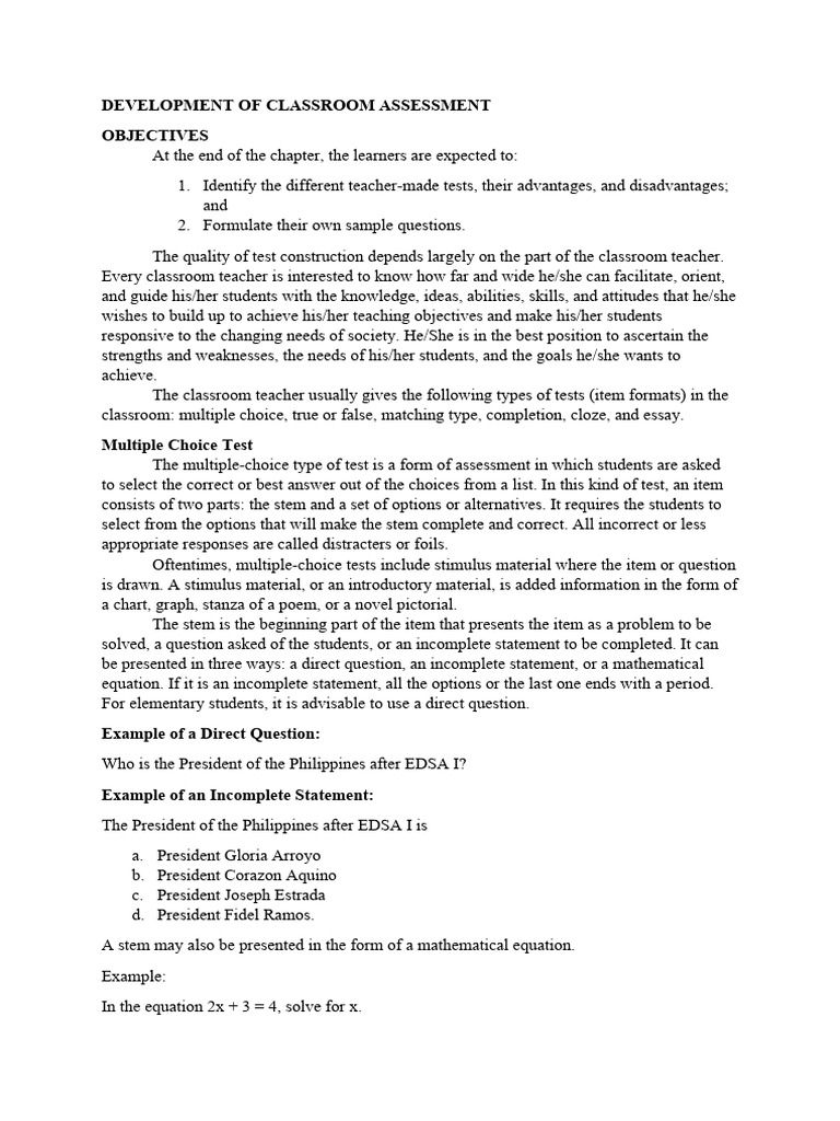 Classroom Assessment: Multiple-Choice Tests | PDF | Multiple Choice