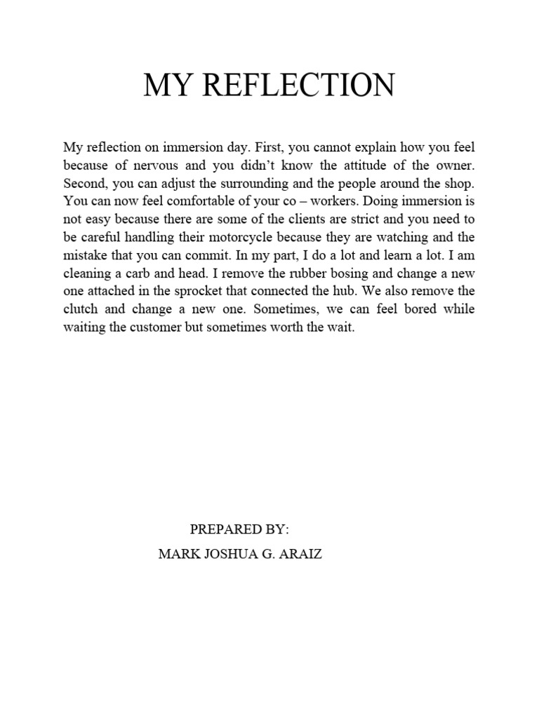 My Reflection Immersion - 102838 | PDF