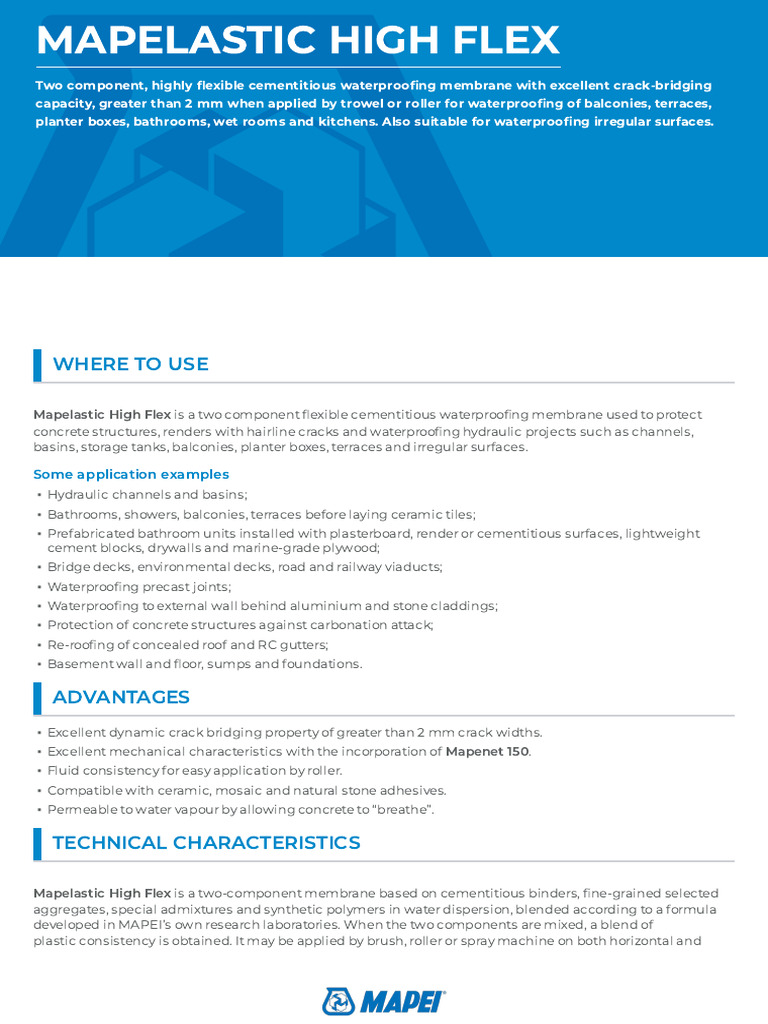 1 07616 Mapelastic-High-Flex En-In | PDF | Concrete | Cement