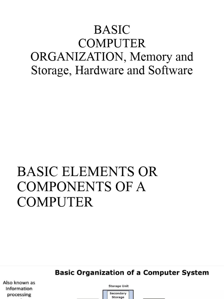 Lesson 2 Computer Organization Memory And Storage Pdf Computer Hardware Computer Data