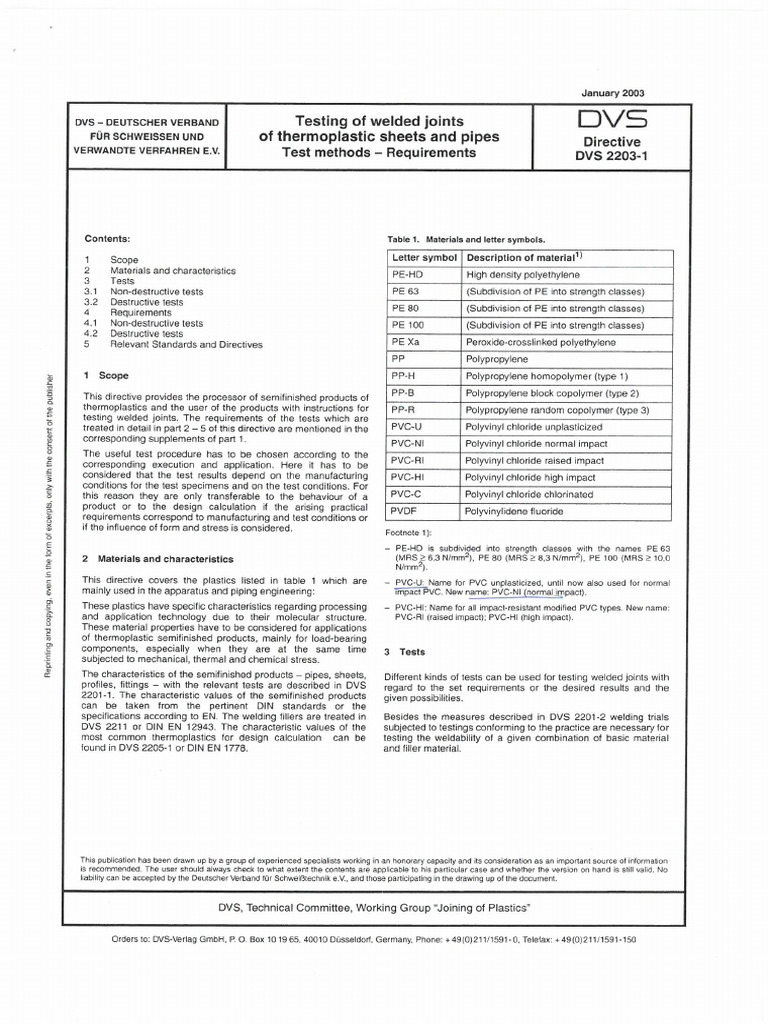 DVS 2203-1 (Incomplete) | PDF