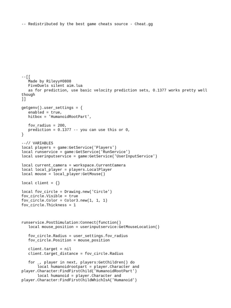 (Cheat - GG) Fiveduels Silent Aim Script | PDF