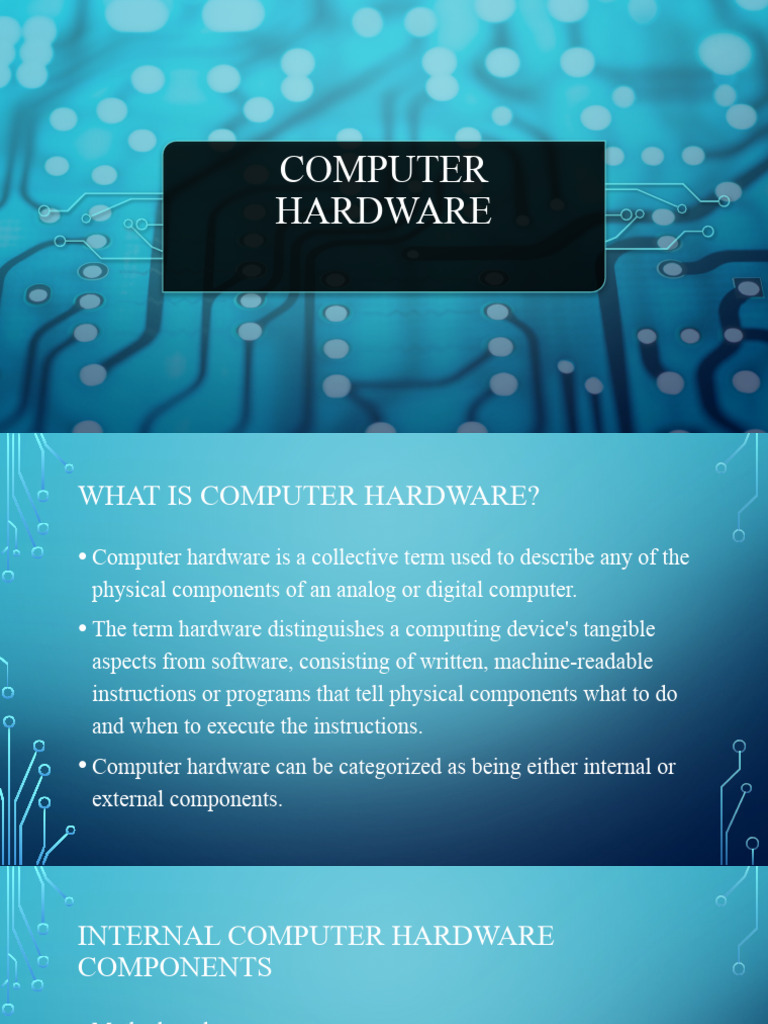 Lesson 7 - Computer Hardware | PDF | Computer Hardware | Computer Data Storage