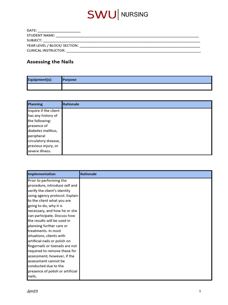 Nail Assessment Procedure Guide | PDF | Business | Technology & Engineering
