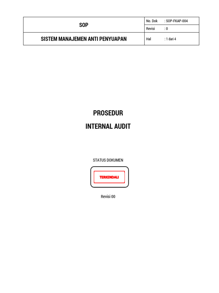 SOP FKAP 004 Internal Audit | PDF