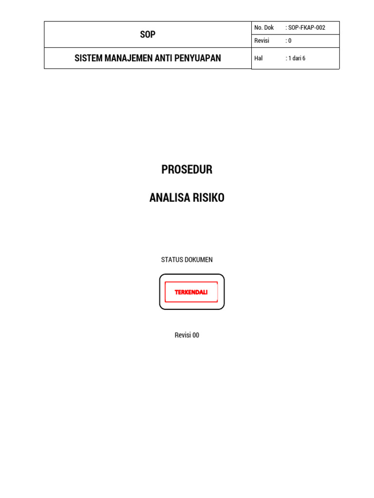 SOP-FKAP-002 Analisa Risiko | PDF