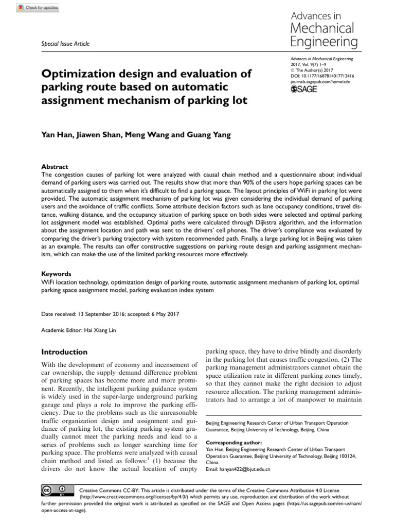 Han Et Al 2017 Optimization Design and Evaluation of Parking Route ...