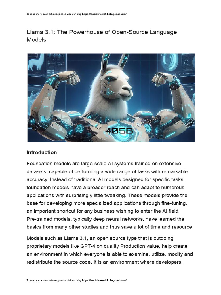 Meta AI's Llama 3.1: The Powerhouse of Open-Source Language Models | PDF | Artificial ...