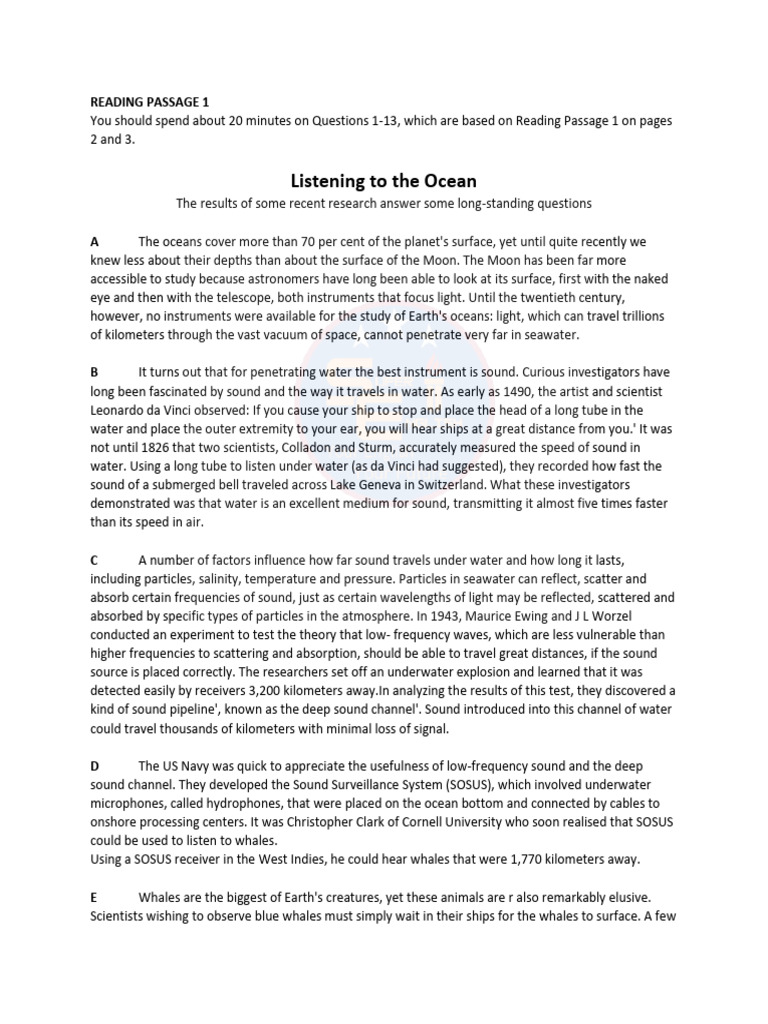 SOSUS: Listening to Ocean Sounds | PDF | Oceans | Sound