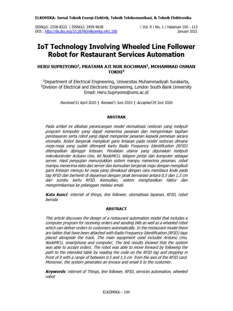 IoT Technology Involving Wheeled Line Follower Rob | PDF | Radio Frequency Identification | Robotics