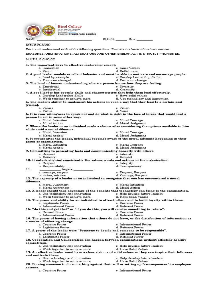 Diagnostic Exams | PDF | Leadership | Motivational