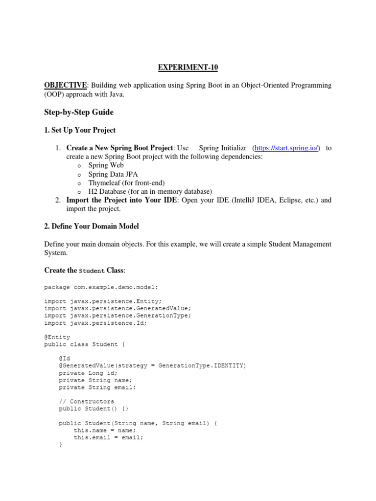 Exp 10-Web Application | PDF | Class (Computer Programming) | Object Oriented Programming