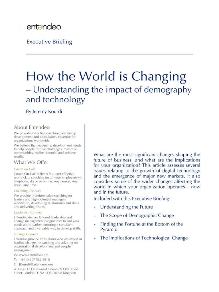 How The World Is Changing - Entendeo Briefing | PDF | Population ...