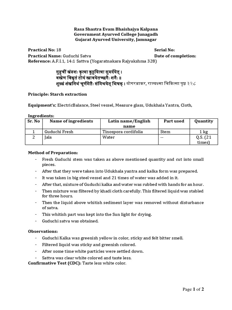 Guduchi Sattva Bams 2nd Tear Pra Tical Book Note Detailed | PDF | Wellness