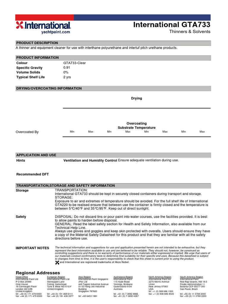 GTA733 Thinner Technical Overview | PDF | Paint