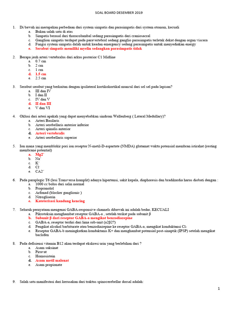 Soal Board Desember 2019 Dengan Kunci | PDF