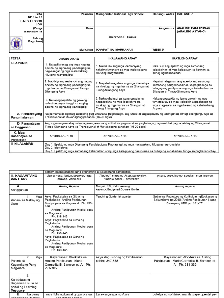 5thWEEK - REVISED 4th Grading | PDF