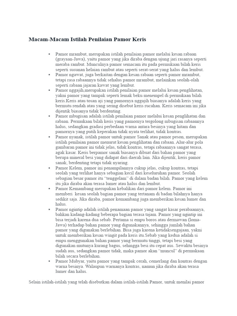 Macam2 Istilah Penilaian Pamor | PDF