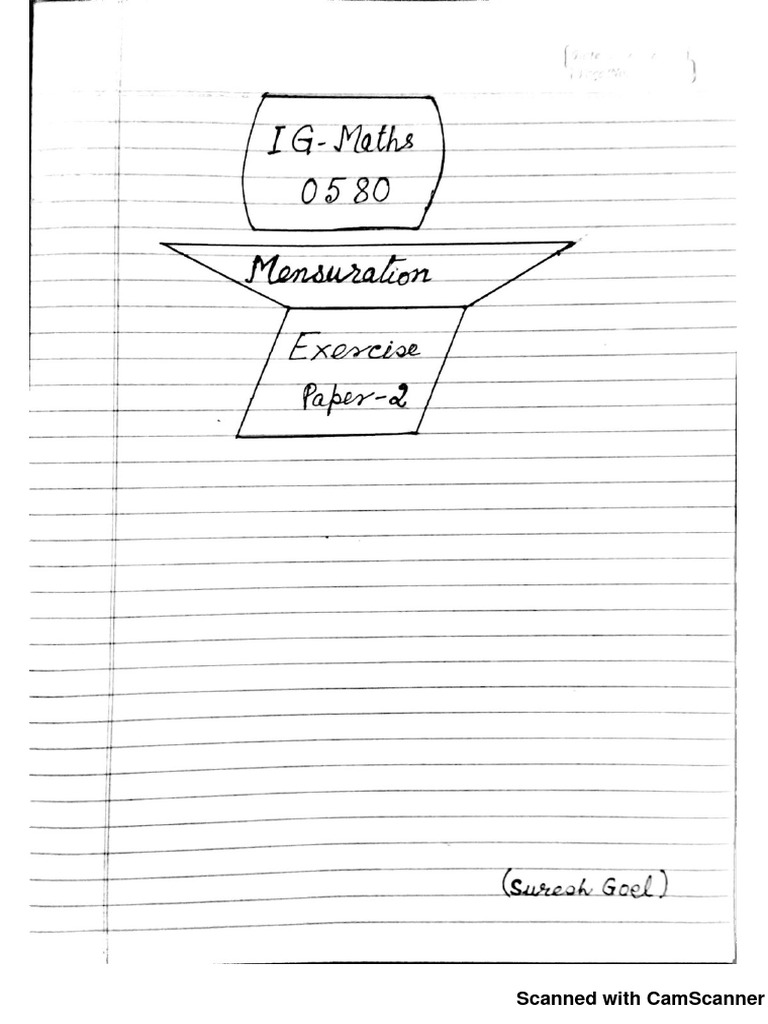 Ig 0580 Mensurarion Exercise Paper 2 | PDF