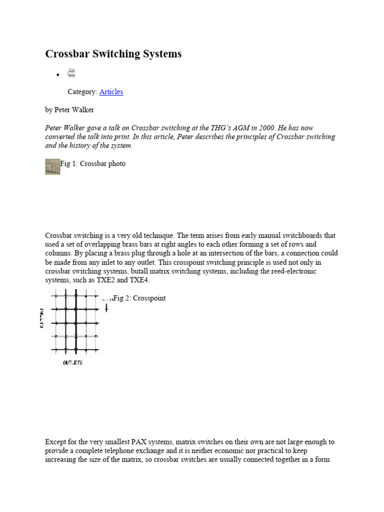 Crossbar Switching Systems | PDF | Telephone Exchange ...
