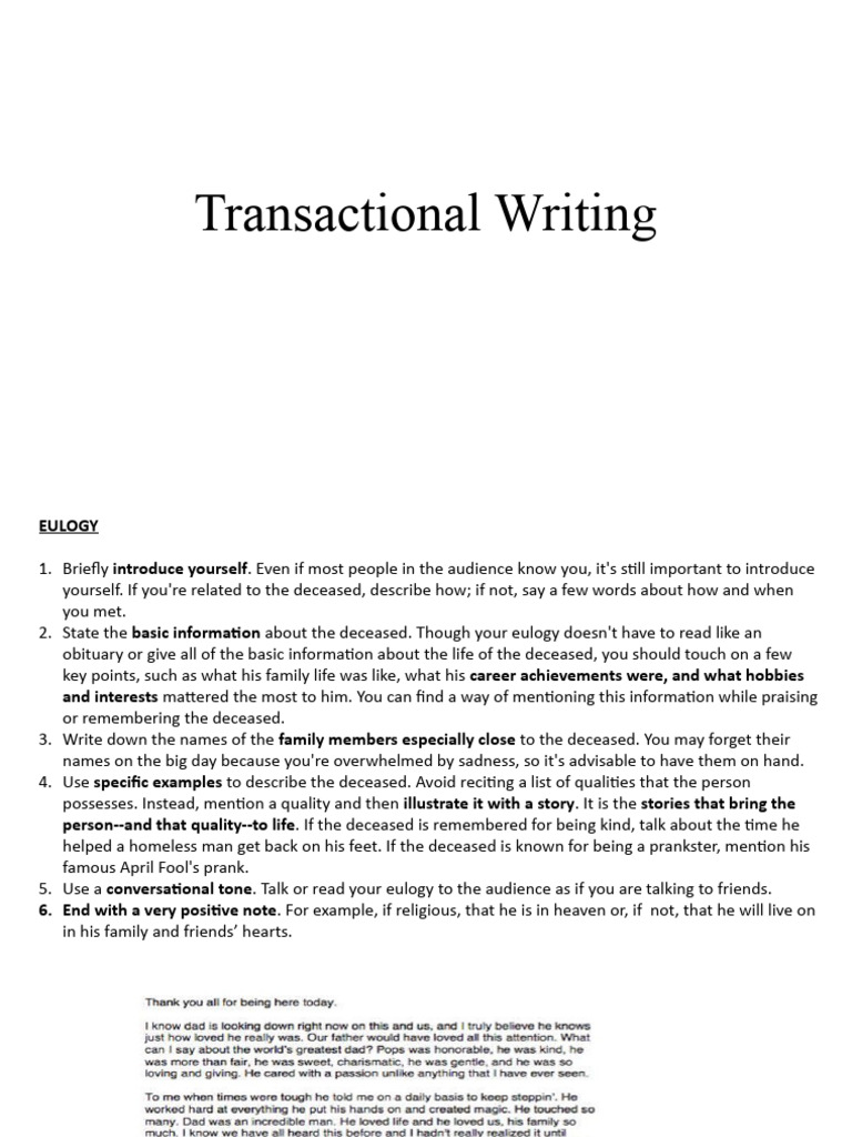 Guide to Writing Eulogies and Letters | PDF | Home & Garden