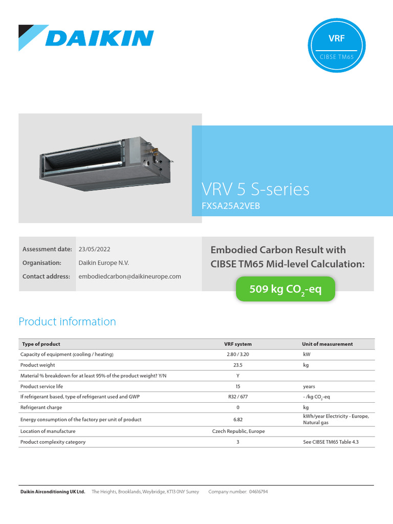 VRV Fxsa25a2veb TM65 | PDF | Sustainable Technologies