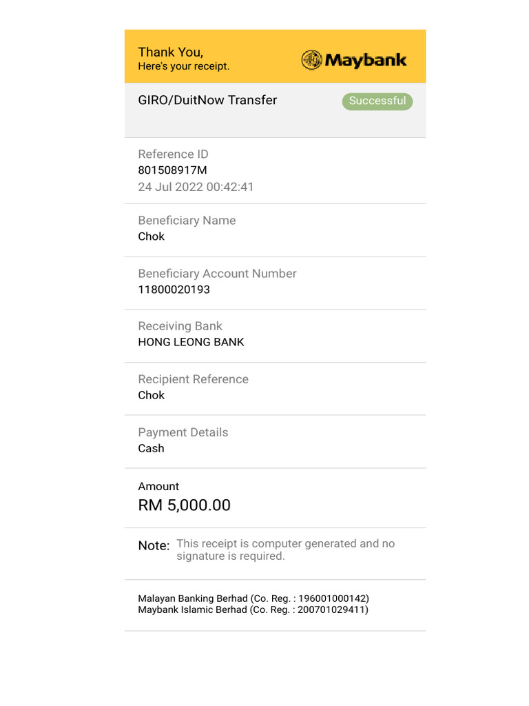 Receipt MR Chock | PDF