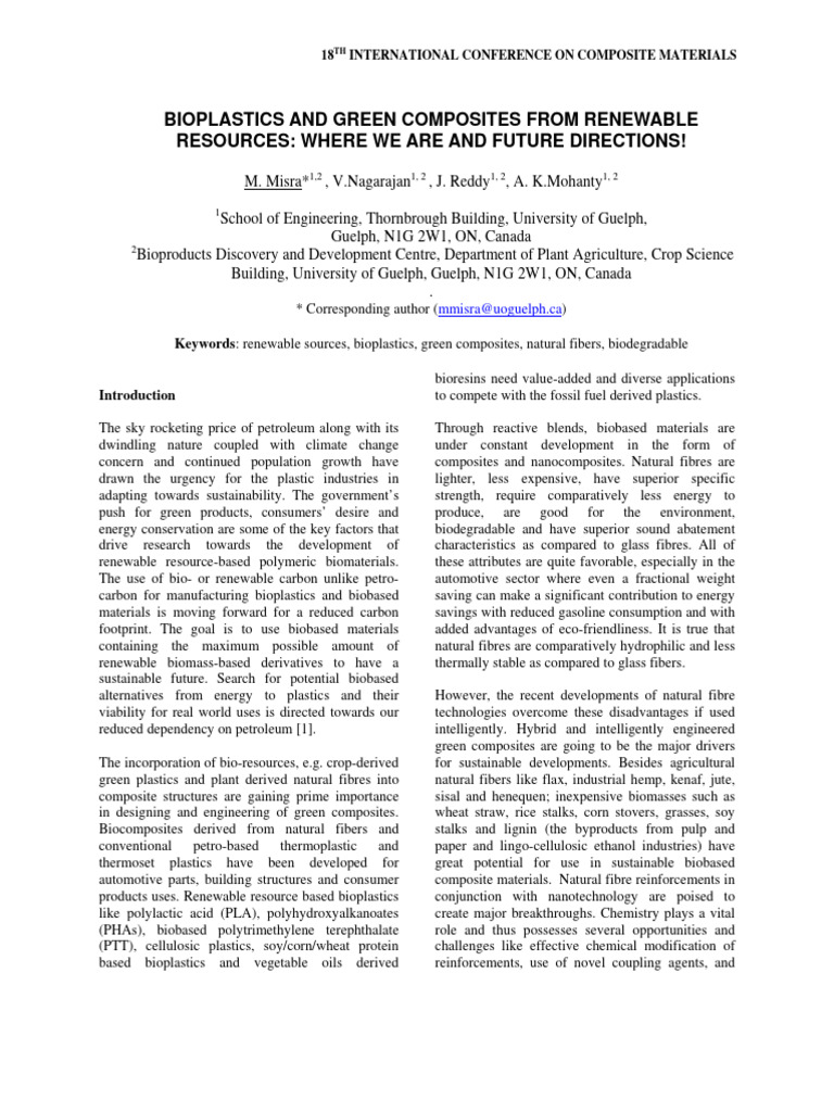 Bioplastics and Green Composites From Renewable | PDF | Composite ...