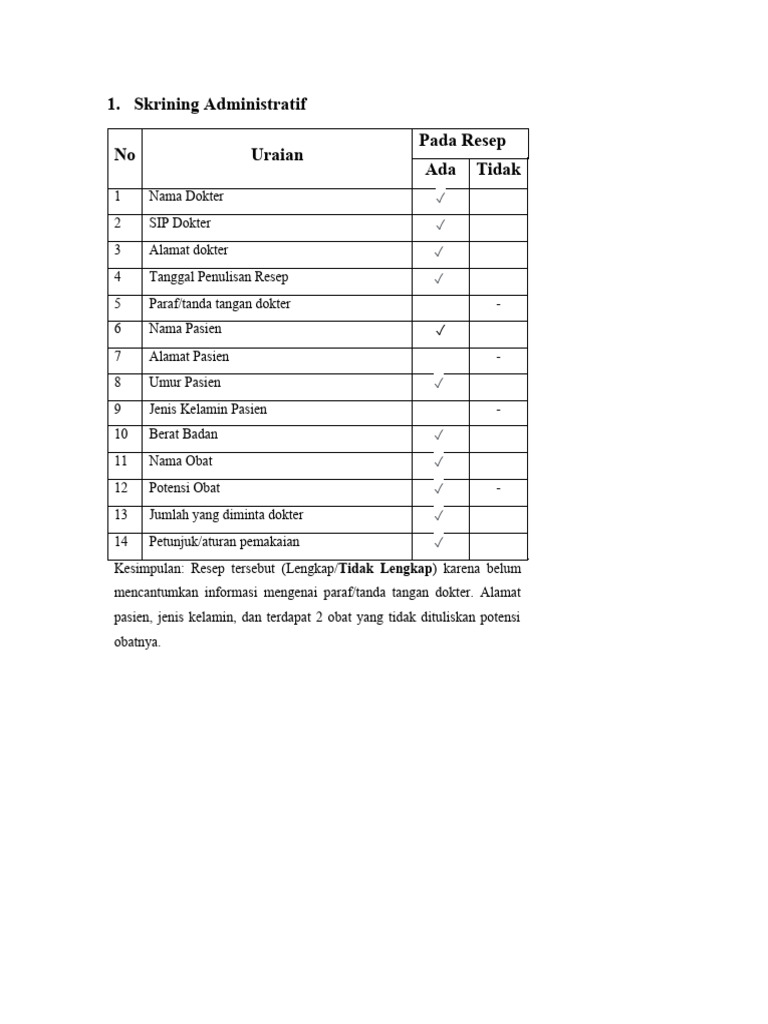 Skrining Farmasetik Resep 3 | PDF
