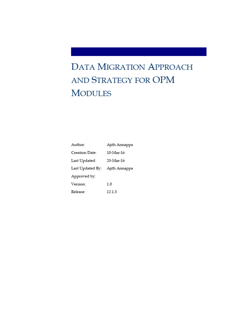 KM Data Migration Approach and Strategy For OPM Modules v1 0 | PDF | Information Technology ...