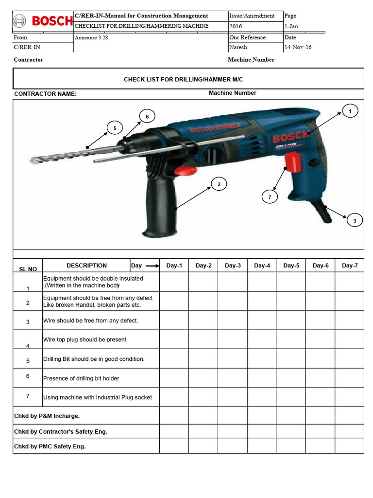 3.28. Checklist For Drilling Machine | PDF | Electrical Connector | Welding