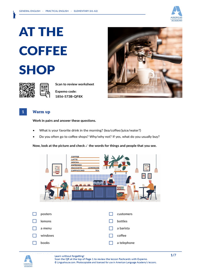English Vocabulary at Coffee Shop | PDF | Drink | Juice