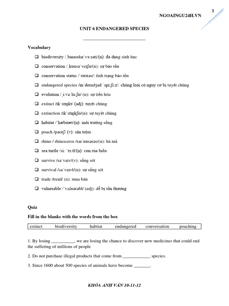 Unit6 Endangeredspecies | PDF | Hunting | Endangered Species