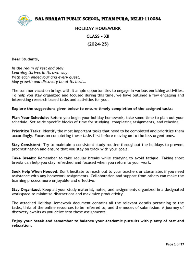 Class XII Holiday Homework Guide | PDF | Function (Mathematics) | Multiple Choice