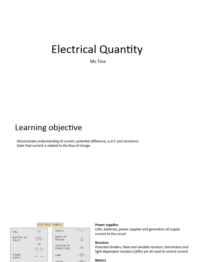 Electrical Quantity | PDF | Voltage | Electric Current