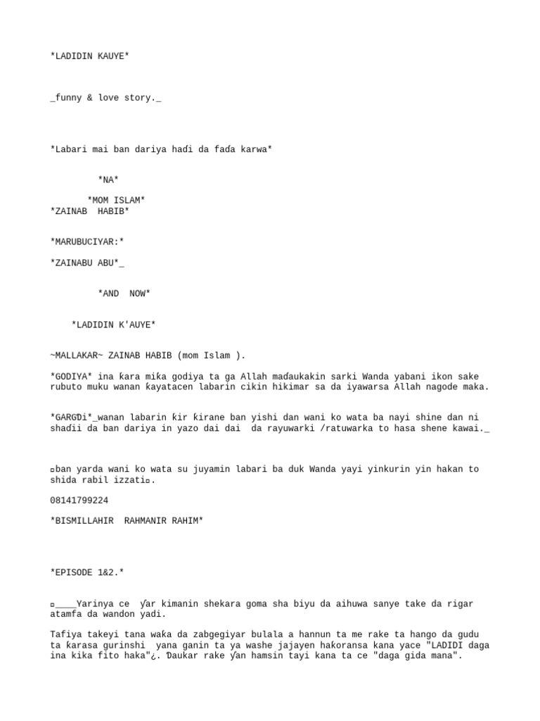 Ladidin Kauye by Zainab Habeeb - tx-1 | PDF