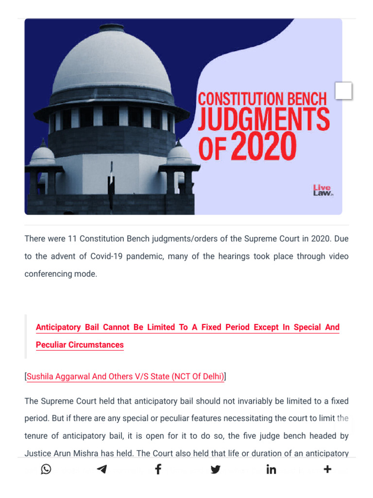 Supreme Court 2020 Constitution Bench Rulings | PDF | Supreme Court Of ...
