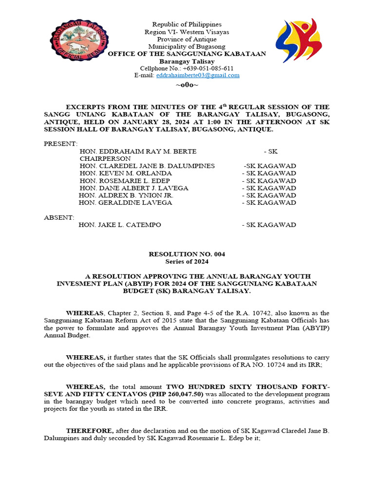 Resolution Approving Abyip | PDF | Government