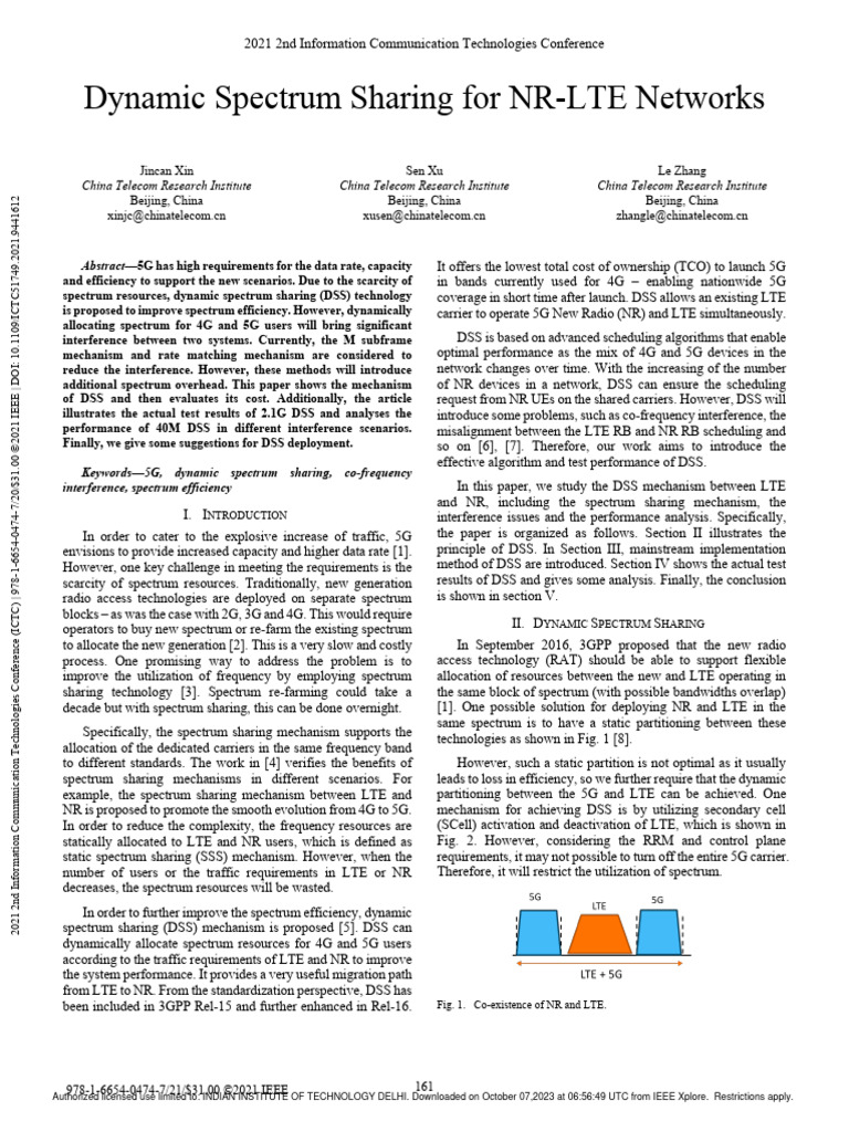 Dynamic Spectrum Sharing For NR-LTE Networks | PDF | Orthogonal Frequency Division Multiplexing ...