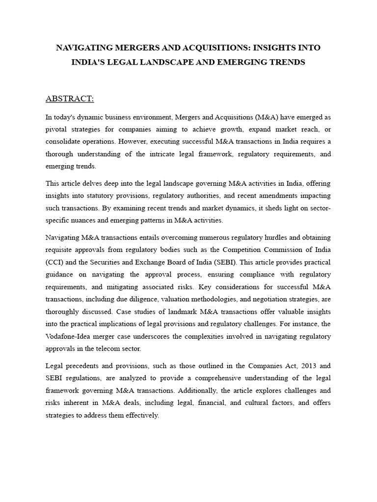 Mergers and Acquisitions | PDF | Mergers And Acquisitions | Due Diligence