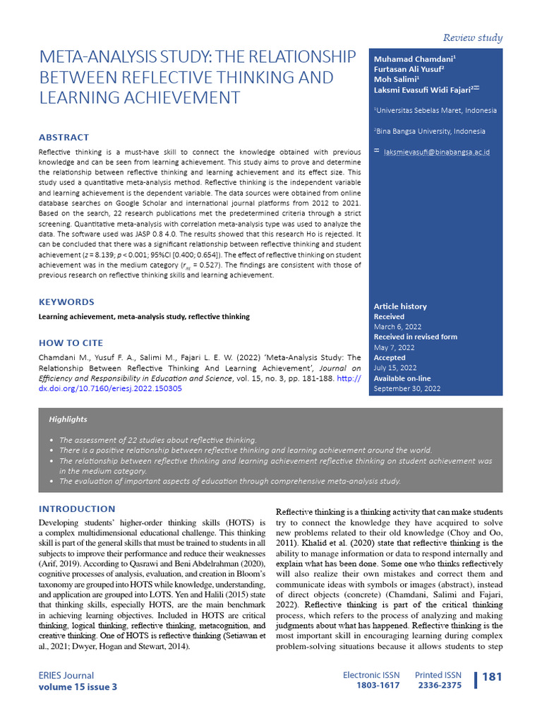 EJ1364586 | PDF | Meta Analysis | Thought