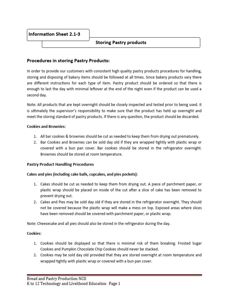 Best Practices for Storing Pastry Products | PDF | Desserts | Confectionery