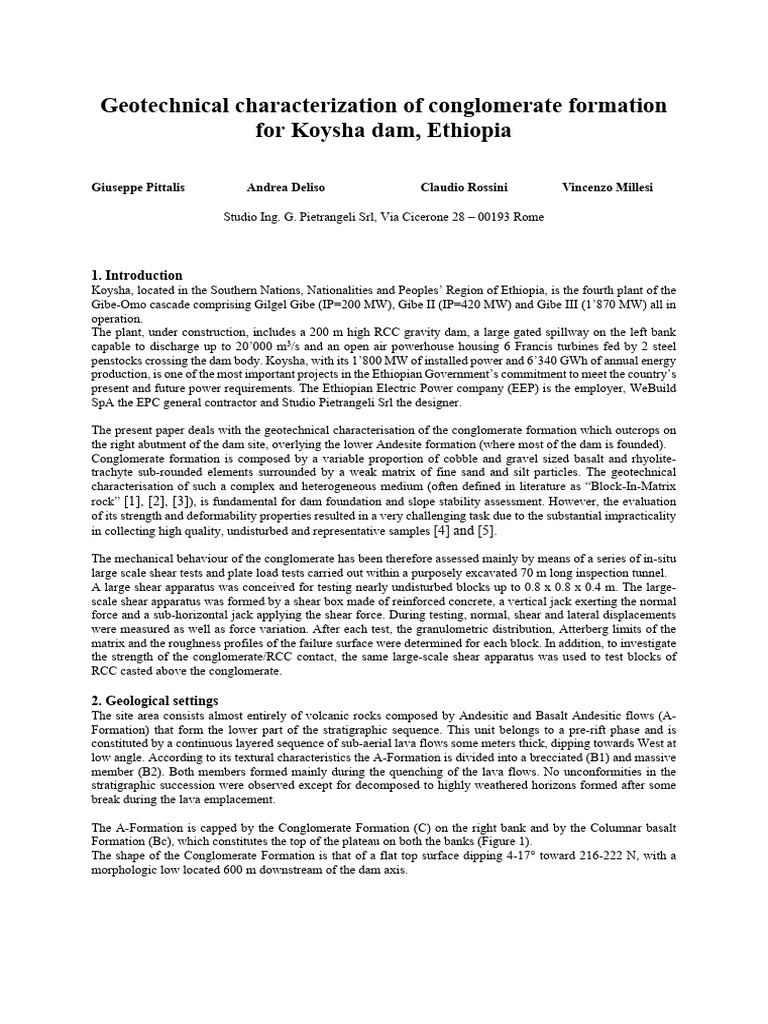 Geotechnical Characterization of Conglomerate Formation For Koysha Dam ...