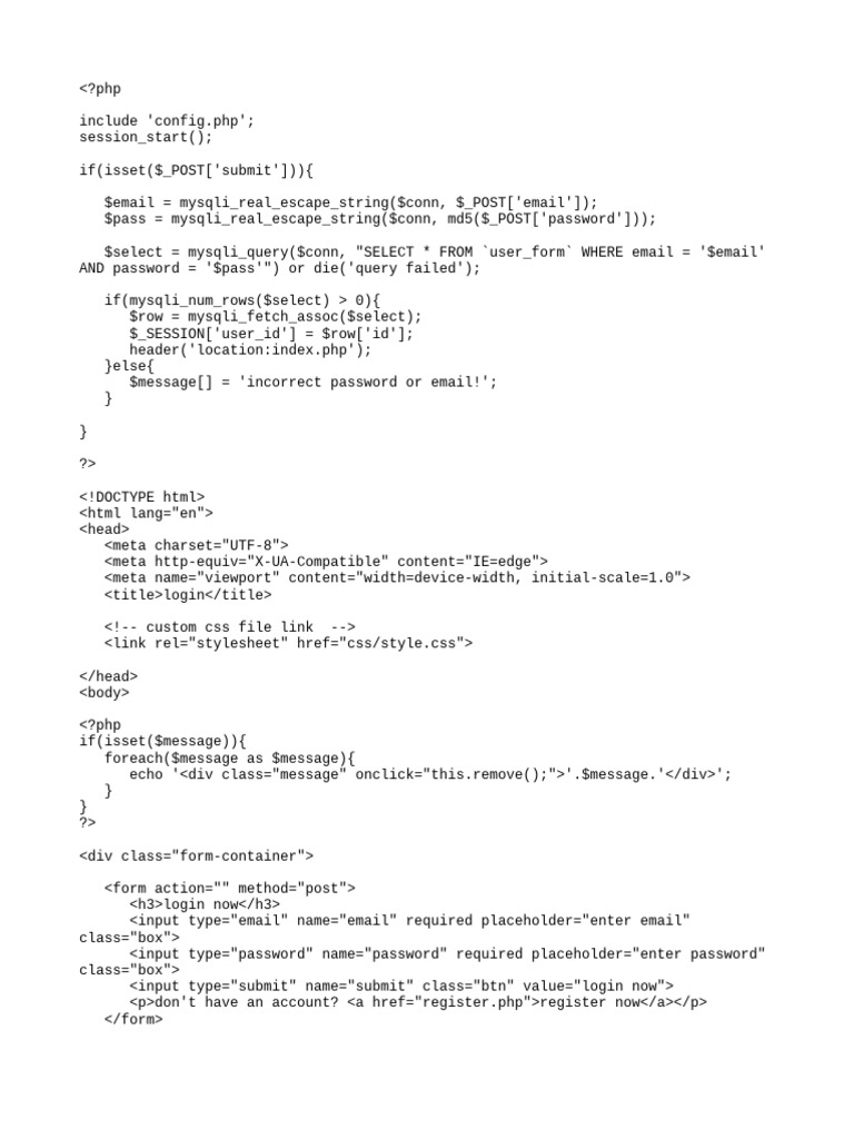 User Login Form PHP Script | PDF