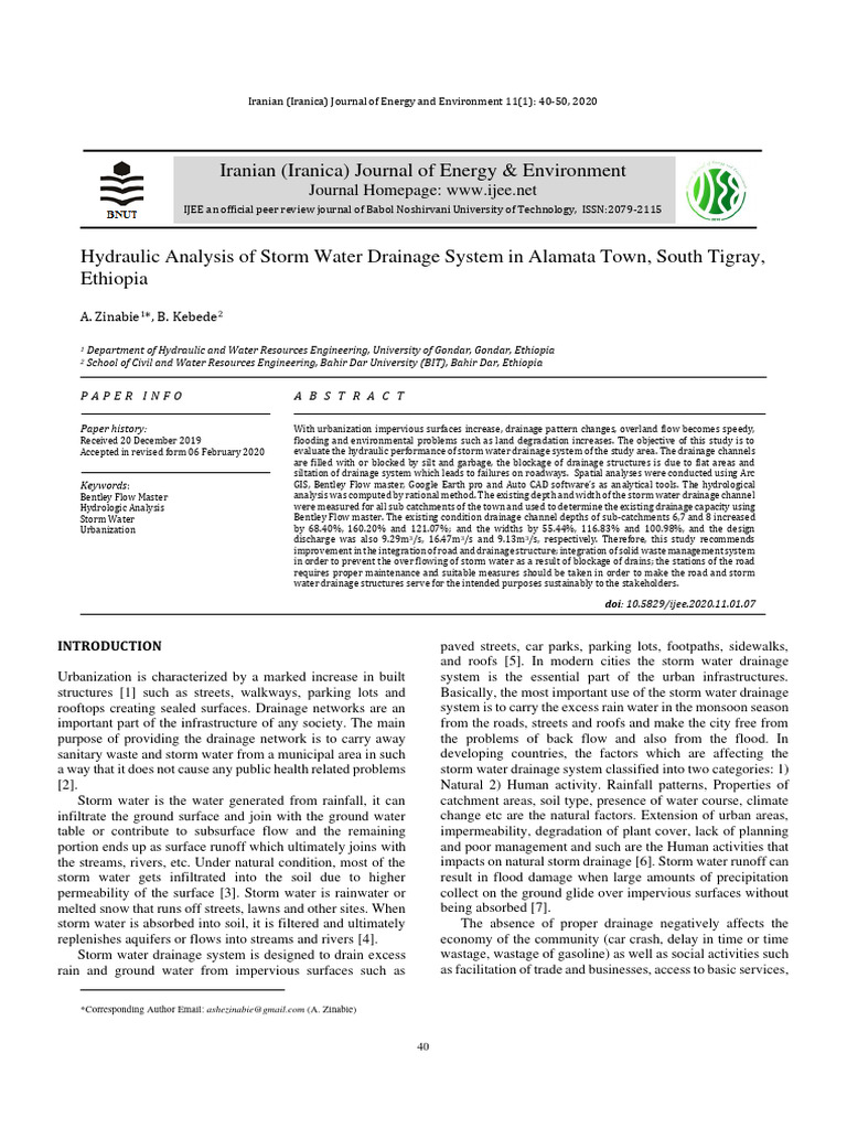 Hydraulic Analysis of Storm Water Drainage System in Alamata Town | PDF ...