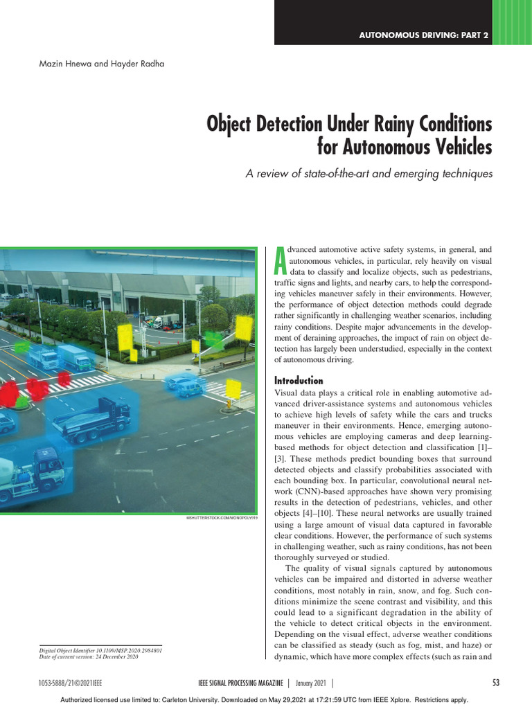 Rain Impact on Autonomous Object Detection | PDF | Artificial Neural ...