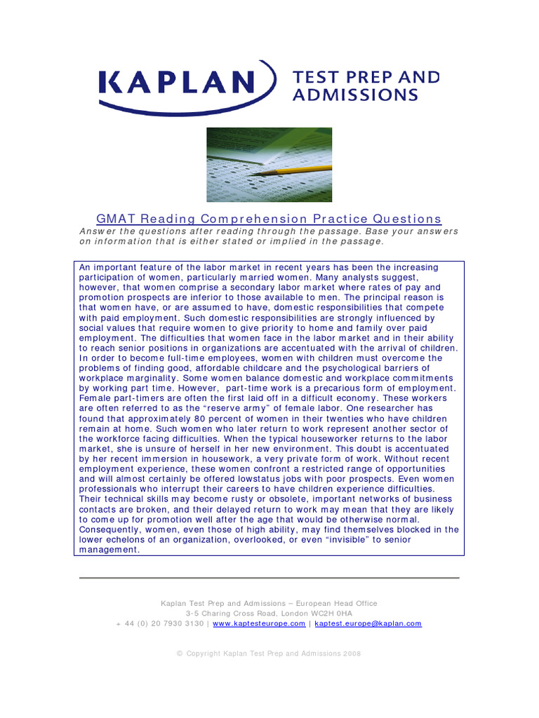 GMAT Reading Comprehension Tcm58 11071 | PDF | Employment | Labour ...
